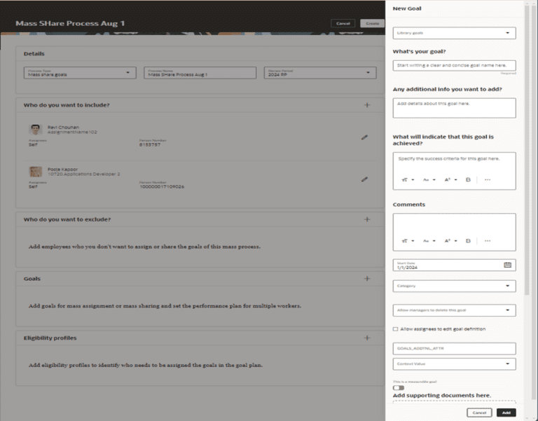 Oracle HCM Update 24D: Goals Management