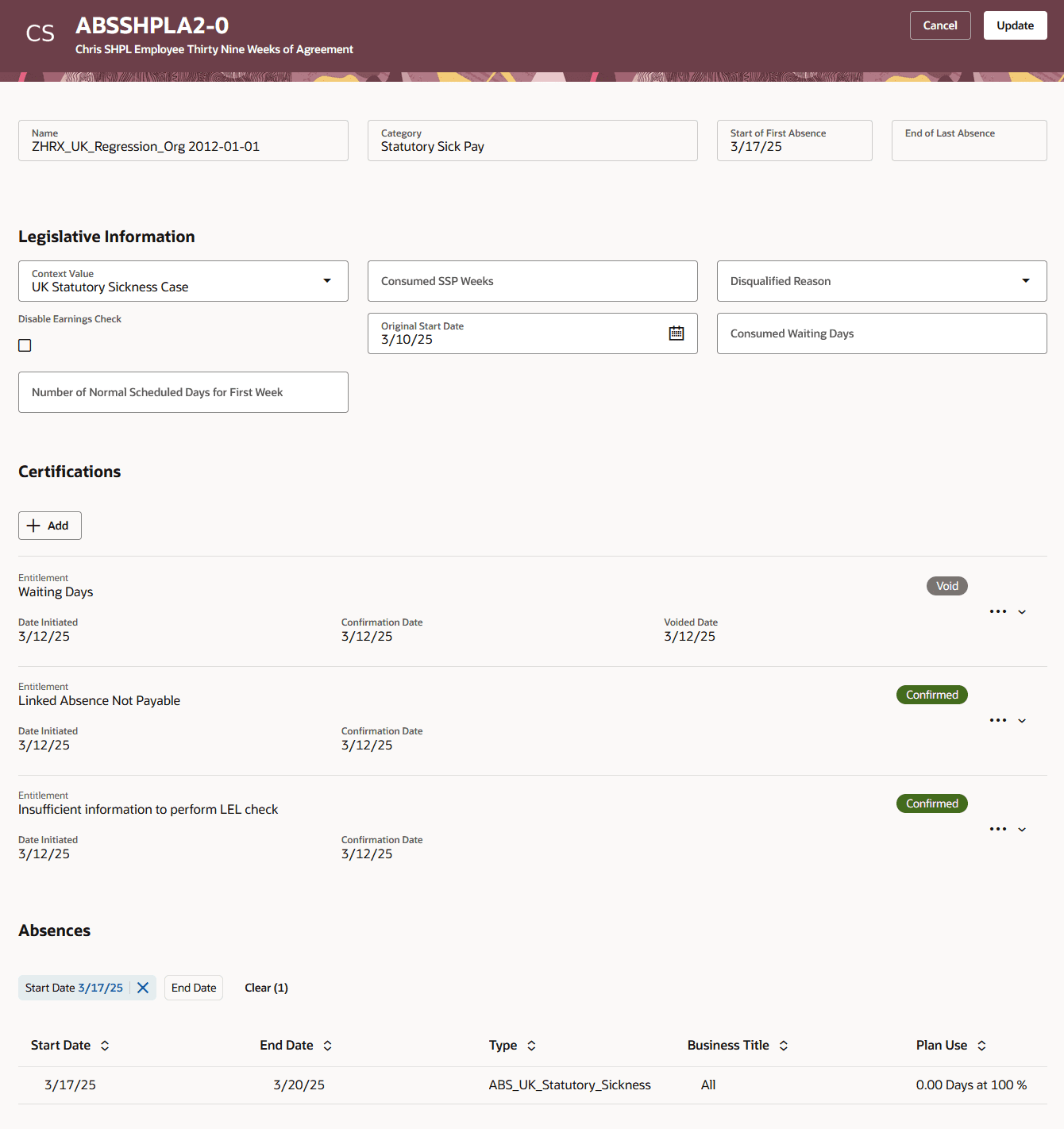 Oracle HCM Update 25C: Absence Management