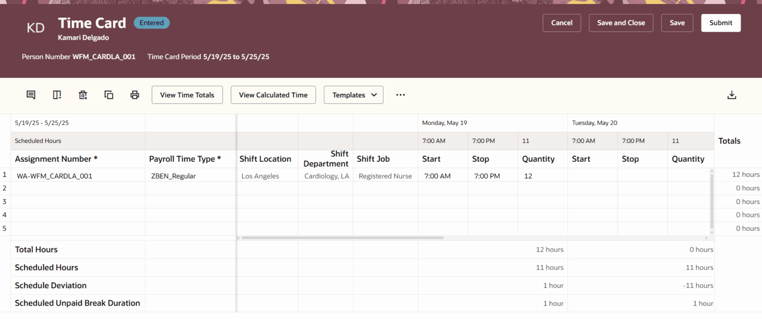 Oracle HCM Update 25C: Time & Labor