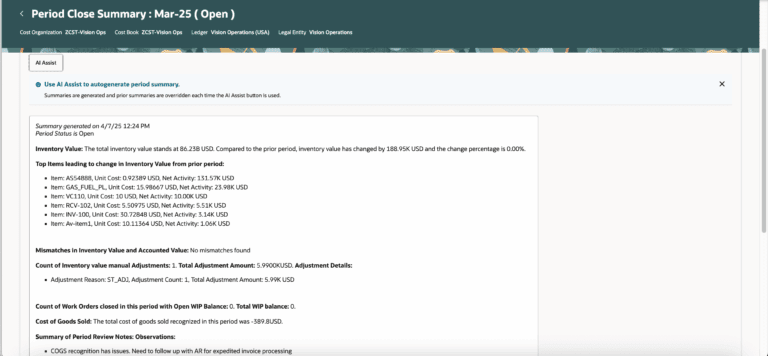 Oracle ERP Update 25C: Inventory Managment