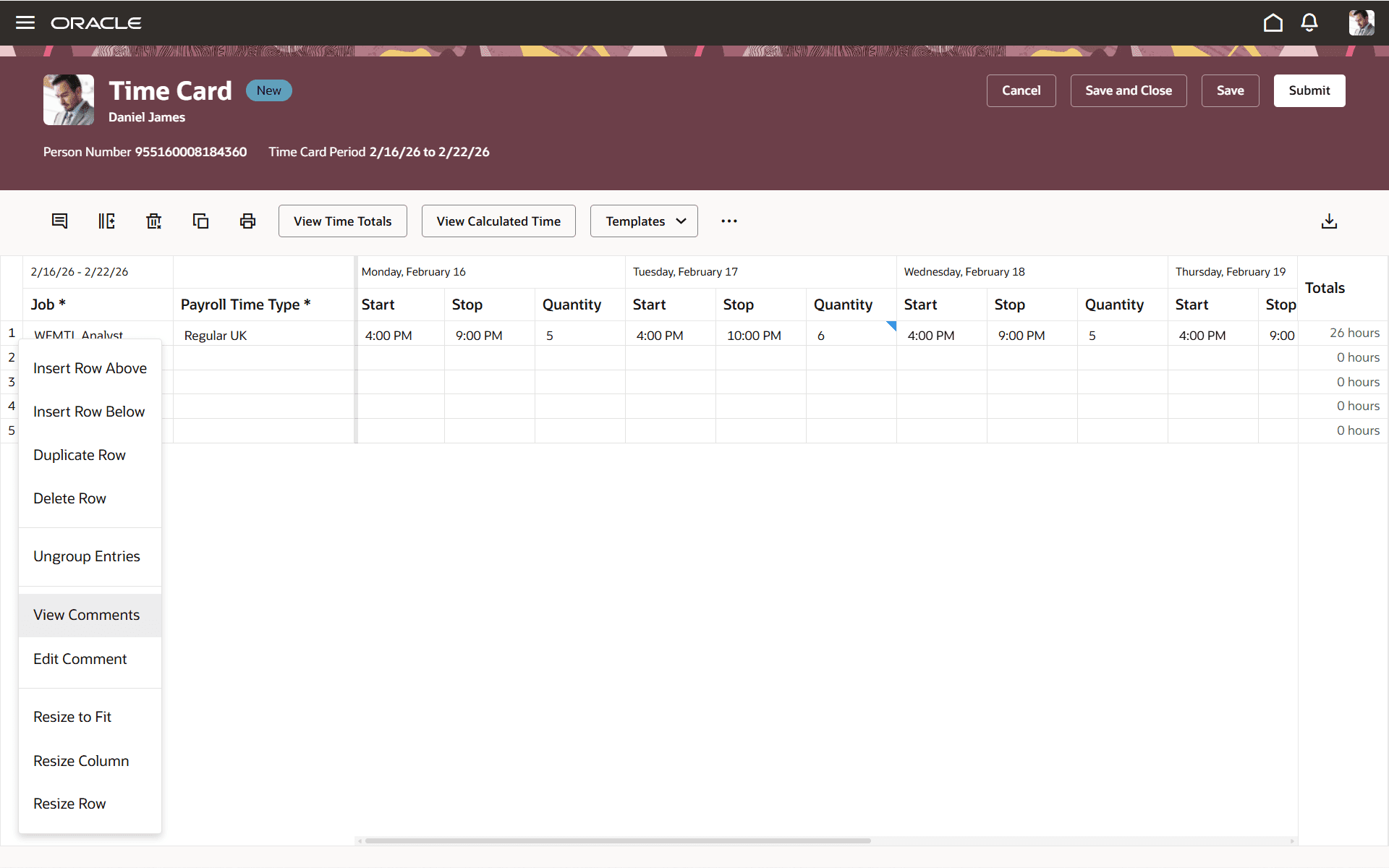 Oracle HCM Time and Labor Cloud 26B